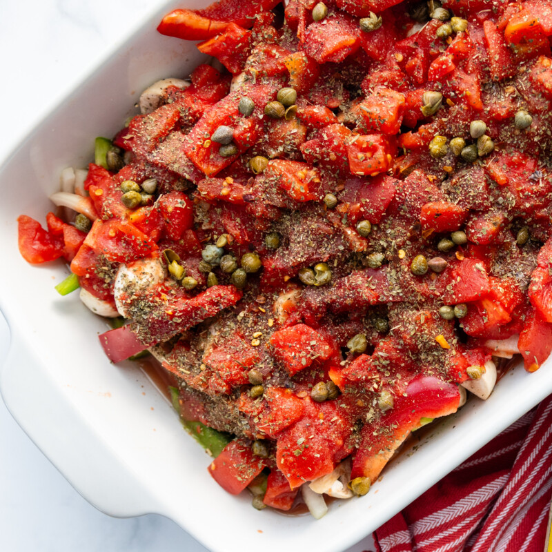 Easiest Dump & Bake Oven Chicken Cacciatore - Effortless Recipe!