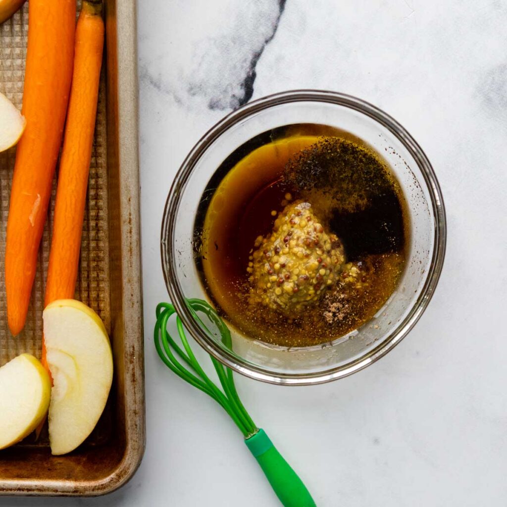 Maple Dijon Glazed Roasted Carrots and Apples - Easy Side Dish!