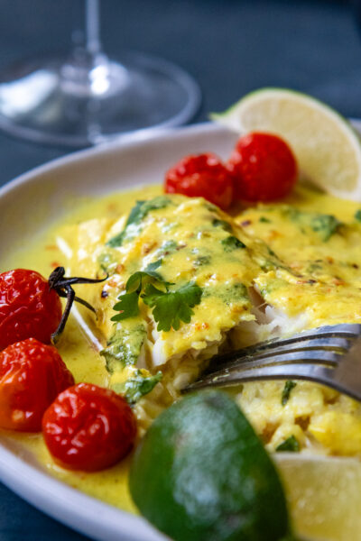 Easy Baked Fish in Coconut Milk Sauce - with Blistered Tomatoes