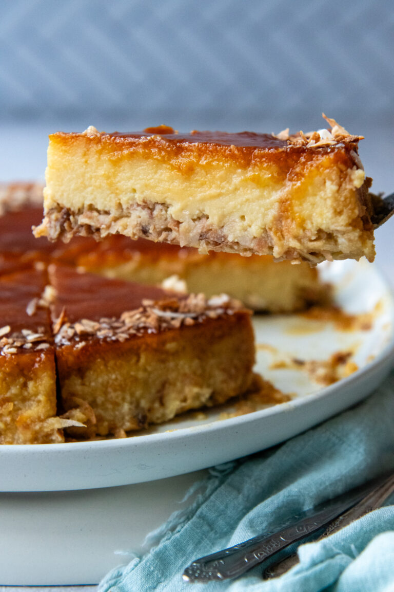 Easy Coconut Flan with Coconut Crust - Best Twist on Flan de Coco